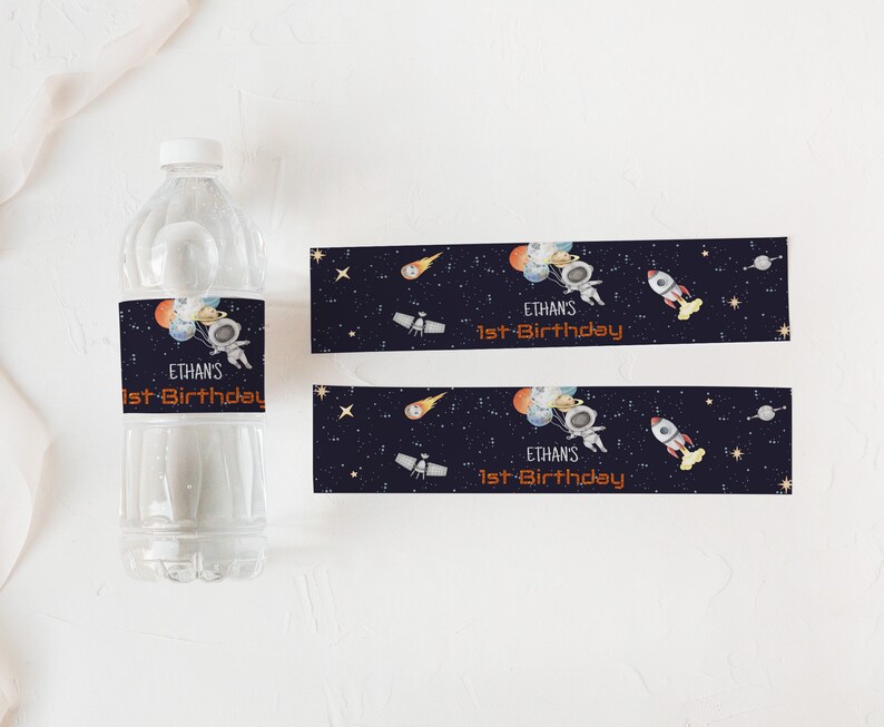 EDITABLE Space water bottle labels Outer Space Birthday | Etsy