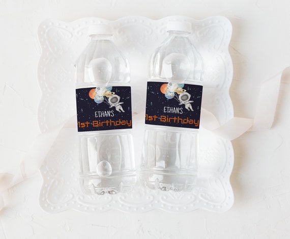 EDITABLE Space water bottle labels, Outer Space Birthday decorations ...