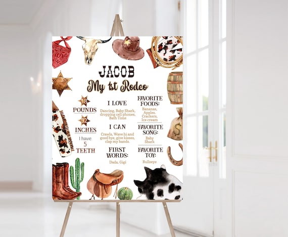 My first Rodeo Milestone Poster, Cowboy milestone board, Cowboy 1st ...