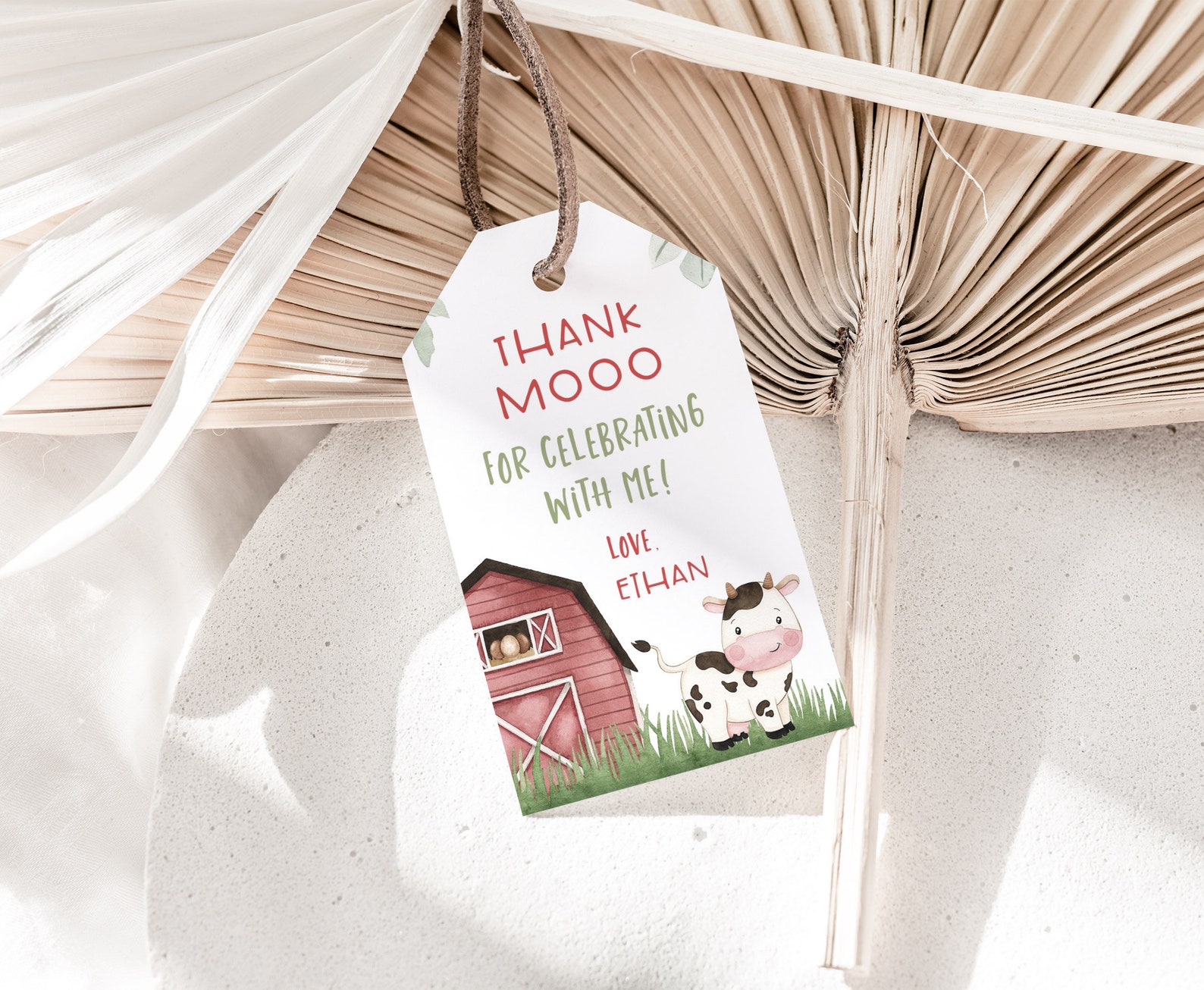 Cow Thank You Tags, Editable Farm Favor Tags, Cow Birthday Decorations ...