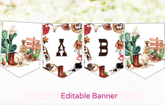 Editable Rodeo banner, Custom Cowboy Birthday Banner, Rodeo baby shower ...
