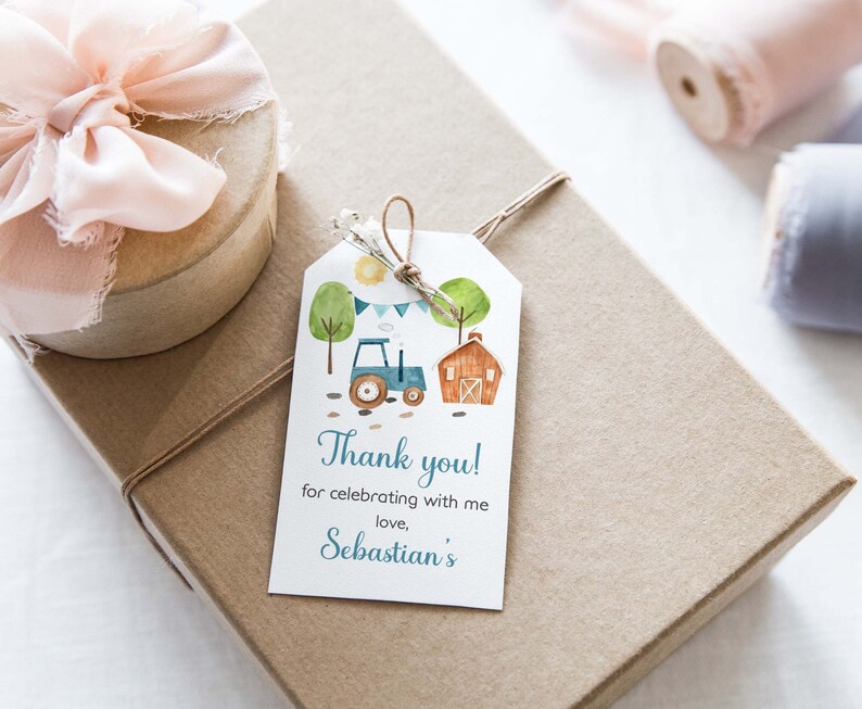 Tractor Thank You Tags Farm Thank You Tags Barnyard Baby - Etsy