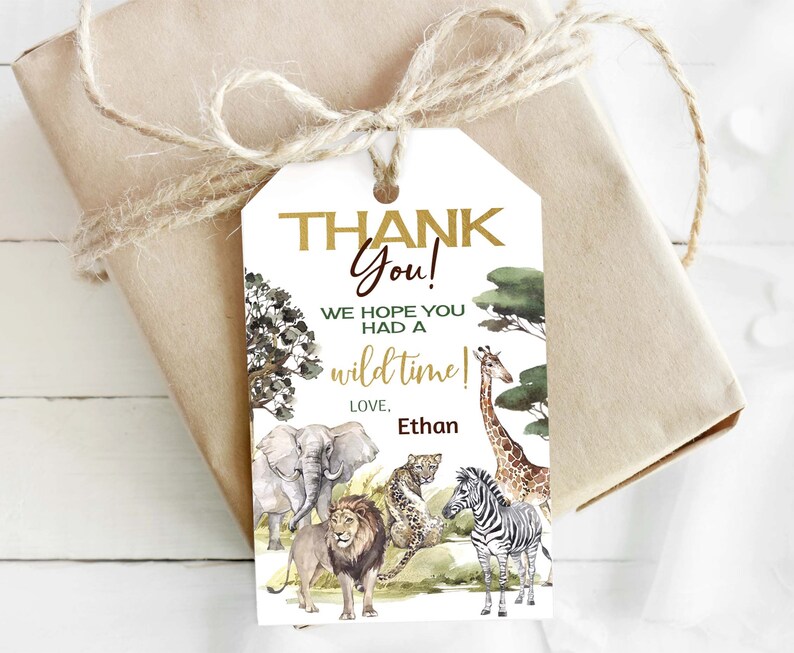 Editable Safari Animals Thank You Tags Safari Party - Etsy