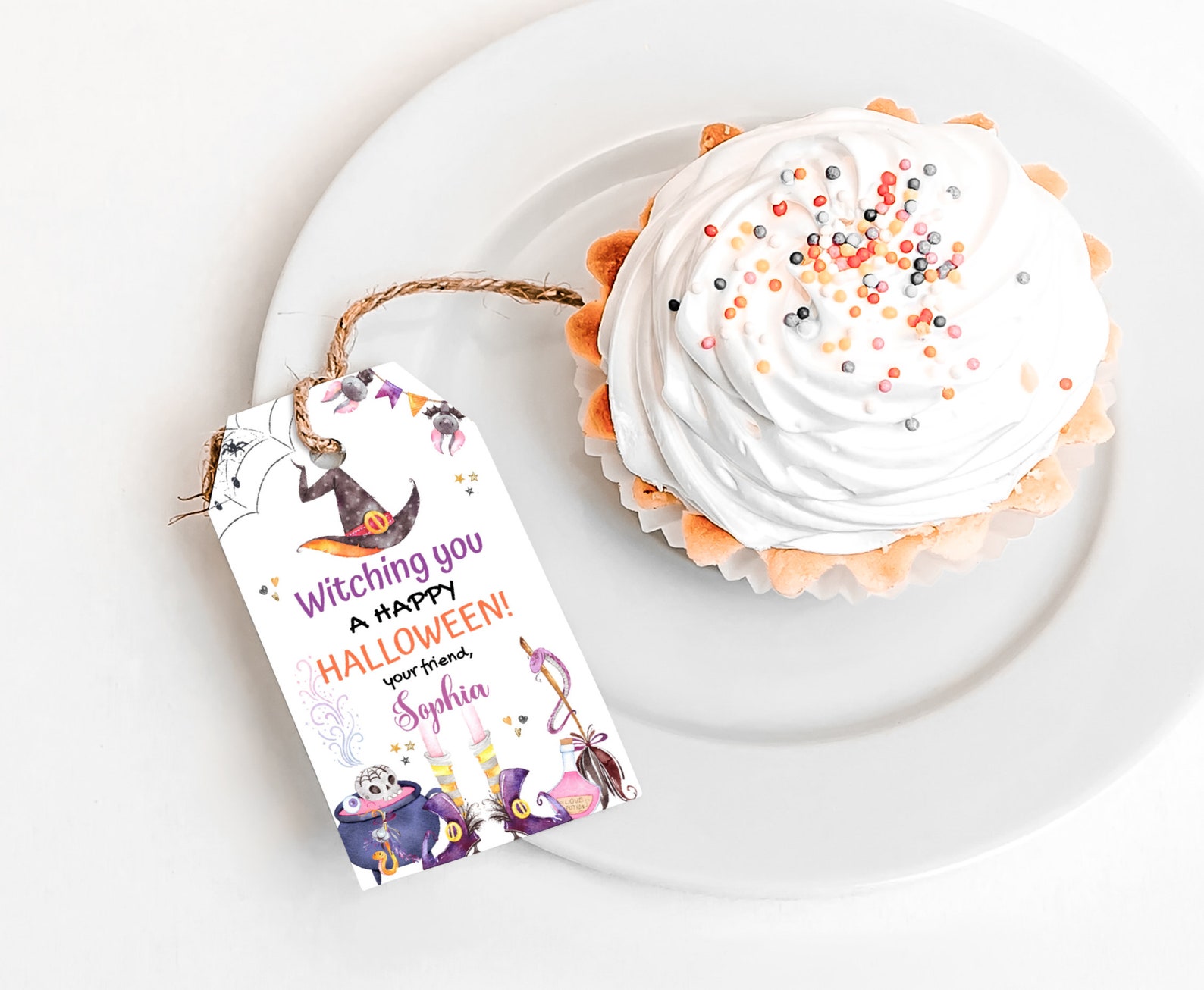 Halloween Witch Favor Tags, Editable Halloween Treat Tags, Witching You ...