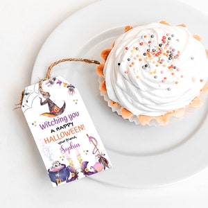 Halloween Witch Favor Tags, Editable Halloween Treat Tags, Witching You ...