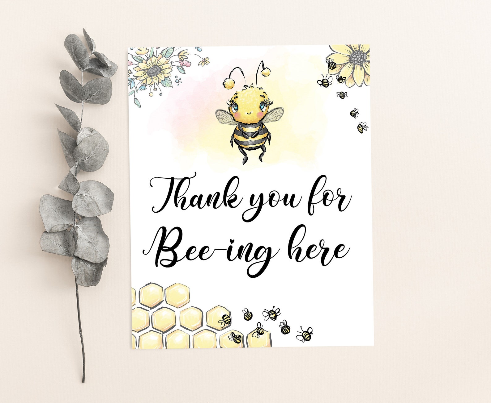 Thank You for Beeing Here Sign, Bee Birthday Decorations, Bee Baby ...