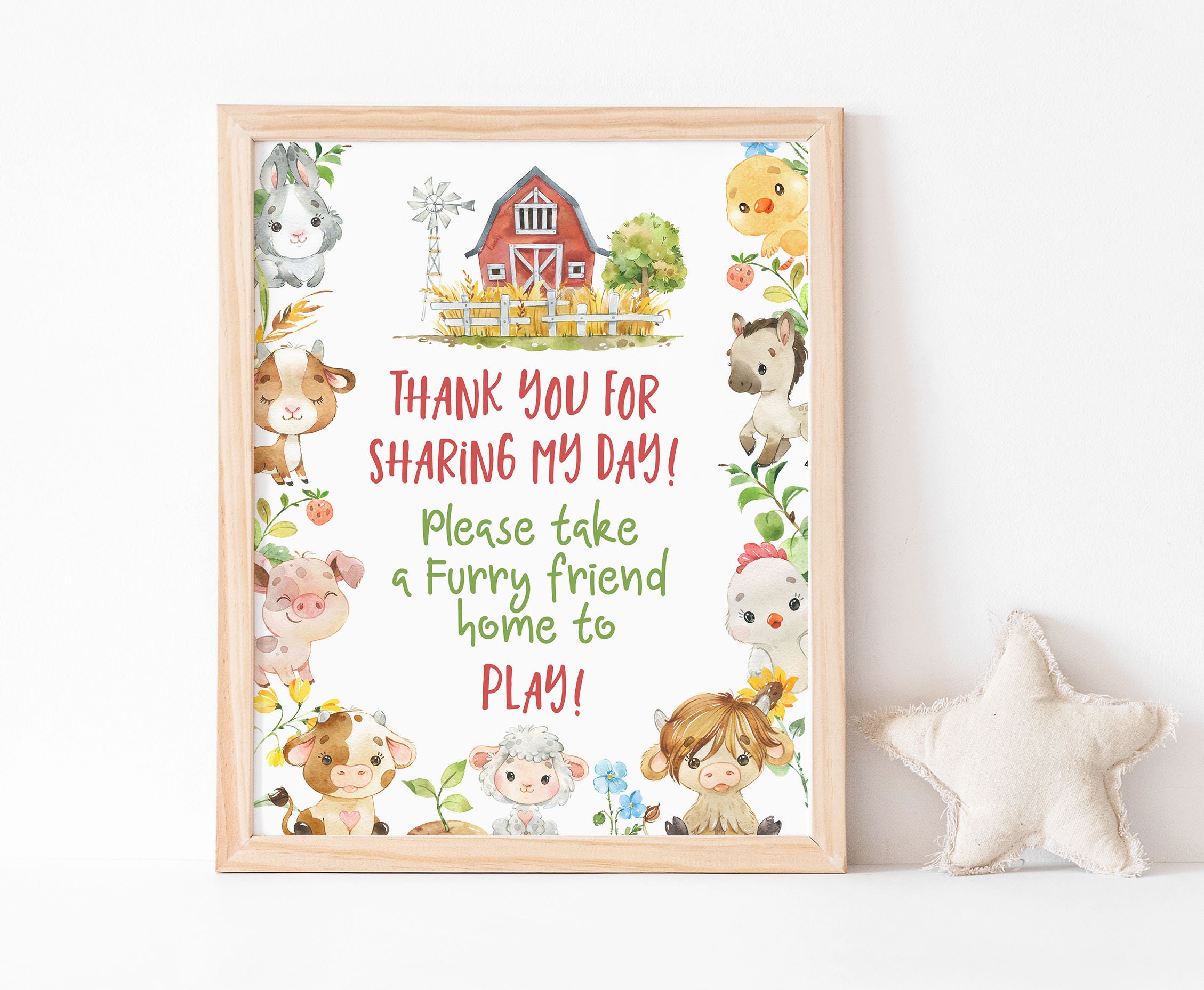 Farm Birthday Decorations, Thank You for Sharing My Day Sign, Farm ...