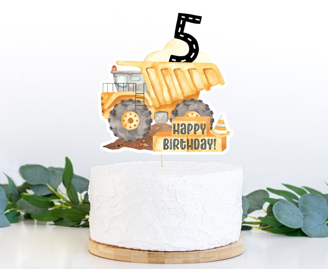 Construction Cake Topper, Construction 5th Birthday Decorations ...