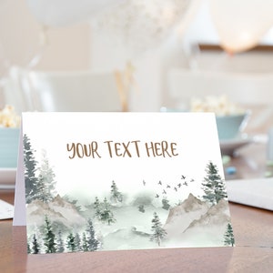 Mountains Place Cards, Woodland Birthday Decorations, Forest Baby ...