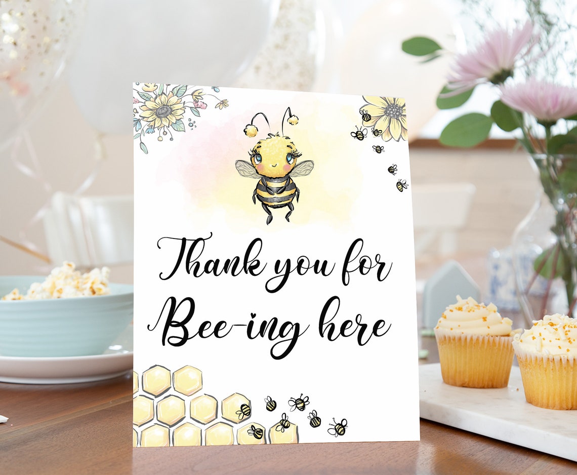Thank You for Beeing Here Sign Bee Birthday Decorations Bee - Etsy