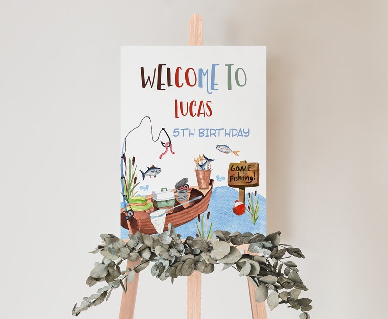 Fishing Welcome Sign Instant Download Fishing Birthday - Etsy