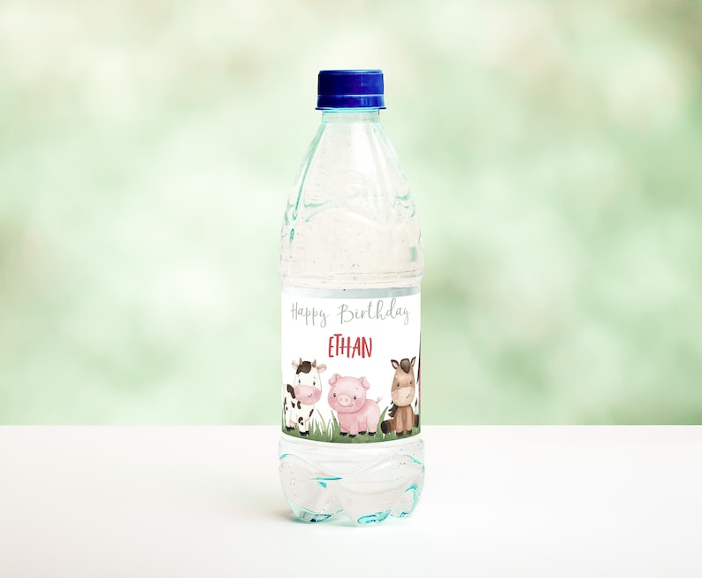 EDITABLE Farm Water Bottle Labels, Farm Party Printable, Farm Animals ...
