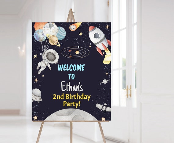 Space Welcome Sign, Instant download, Outer Space birthday decorations ...