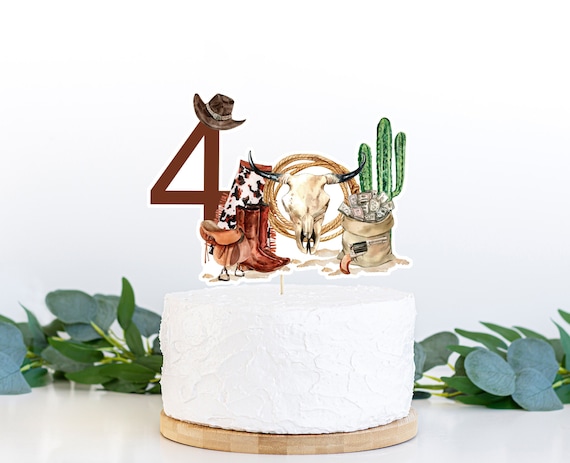 Cowboy cake topper 4th birthday, Rodeo Centerpiece, Wild west party ...