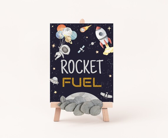 Rocket Fuel sign, Space Party Sign, Outer Space Birthday, Planets Table ...
