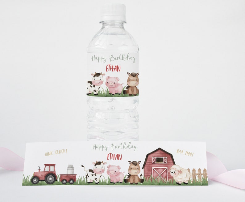 EDITABLE Farm Water Bottle Labels, Farm Party Printable, Farm Animals ...