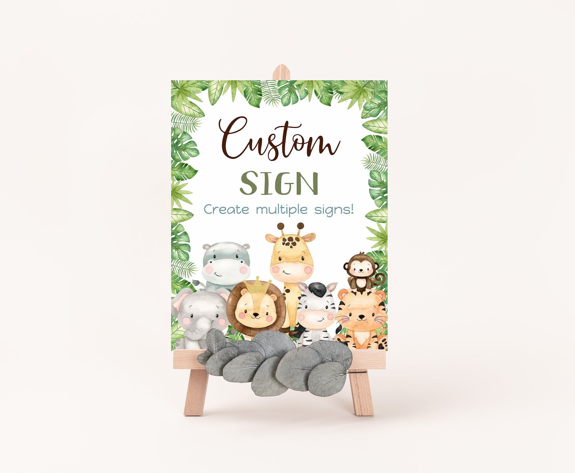 Safari Custom Sign, Editable Safari Table Sign, Instant Download ...