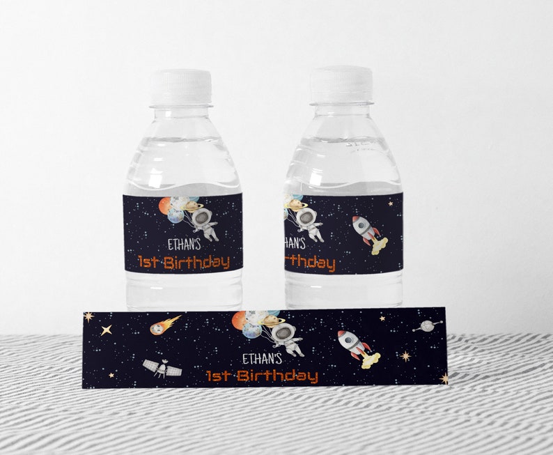 EDITABLE Space water bottle labels Outer Space Birthday | Etsy