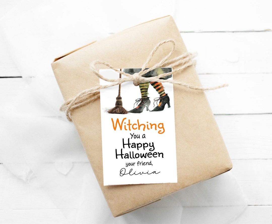 Editable Witching You a Happy Halloween Tags, Happy Halloween Gift Tags ...