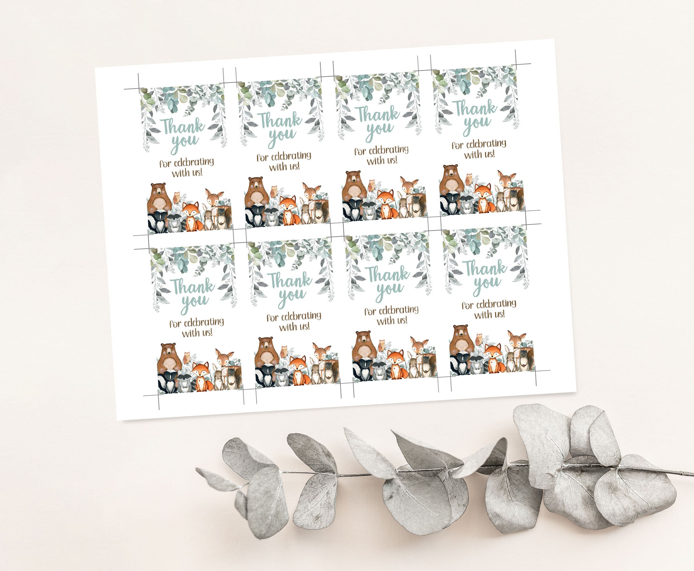 Woodland Thank You Tags, Woodland Favor Tags, Greenery Woodland ...