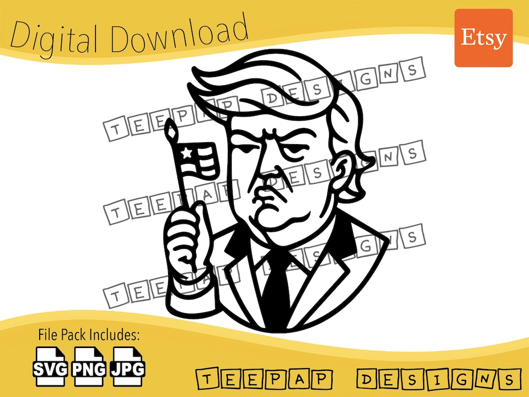 Trump Printable Sticker Design SVG PNG JPG | Tattoo Style Bold ...