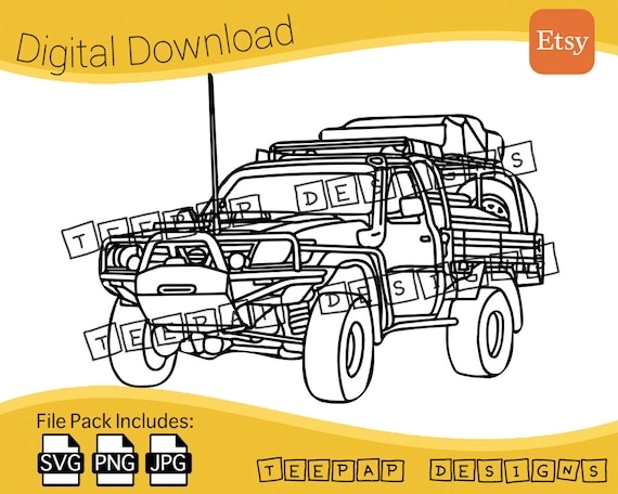 Nissan Patrol GU Ute Outline design 2 Digital Cut File: | Etsy Australia