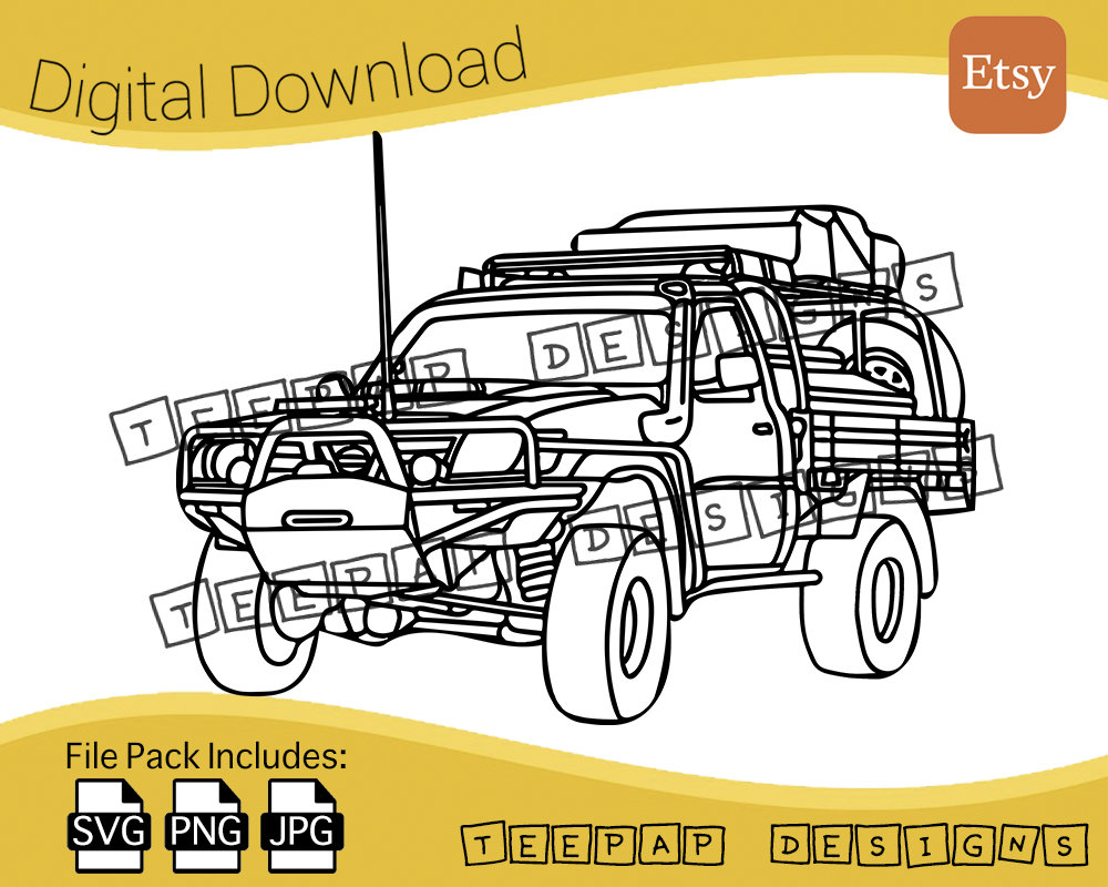 Nissan Patrol GU Ute Outline (design 2) | Digital Cut File: SVG (vector ...