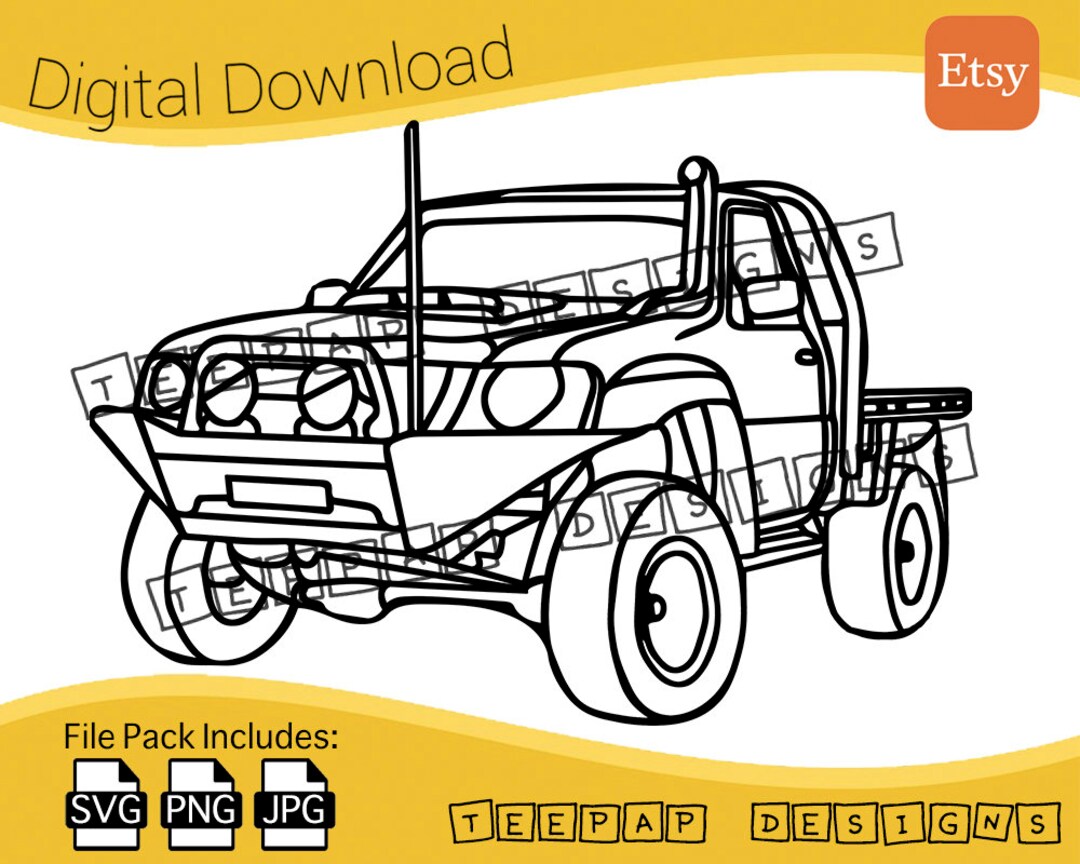 Nissan Patrol GU Ute Outline front View Digital Cut File: - Etsy UK