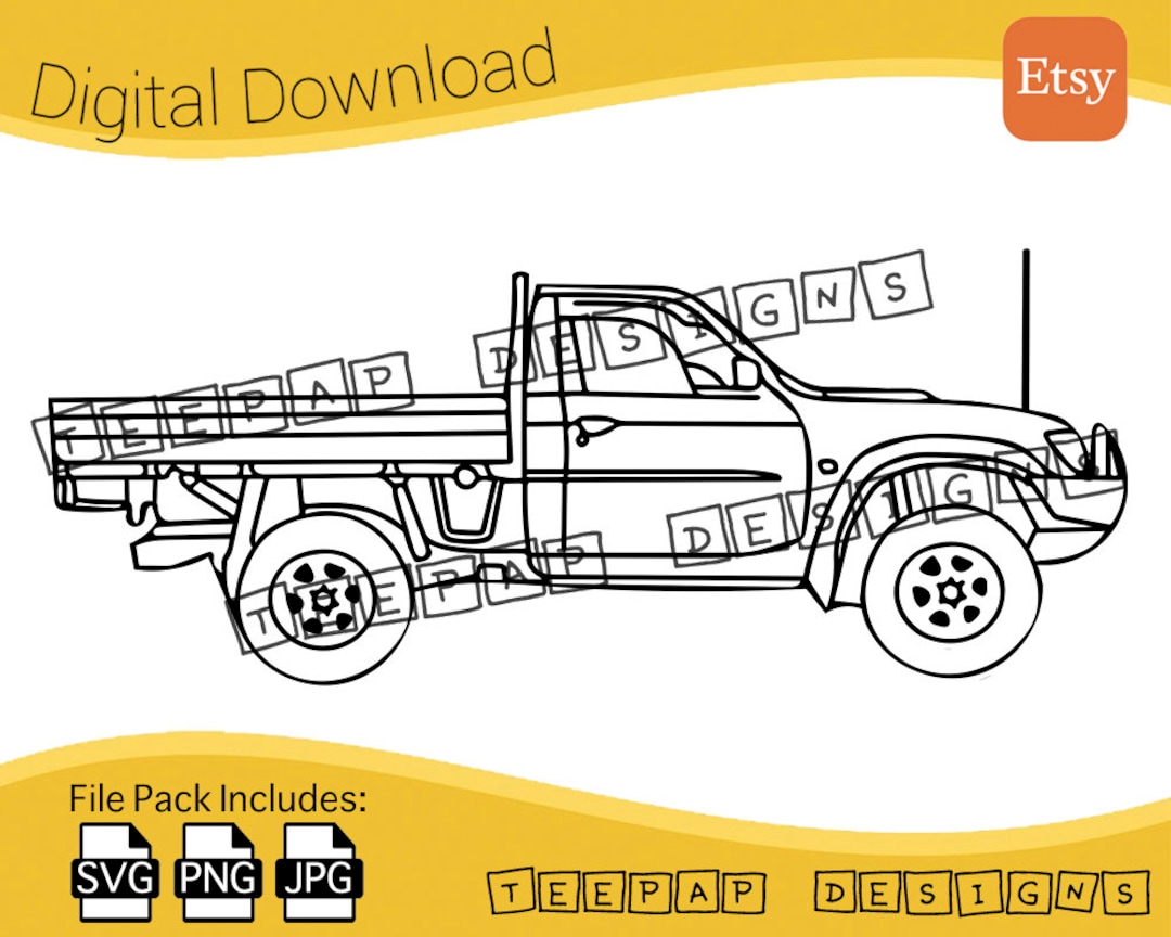 Nissan Patrol GU Ute Outline side View Digital Cut File: SVG vector ...