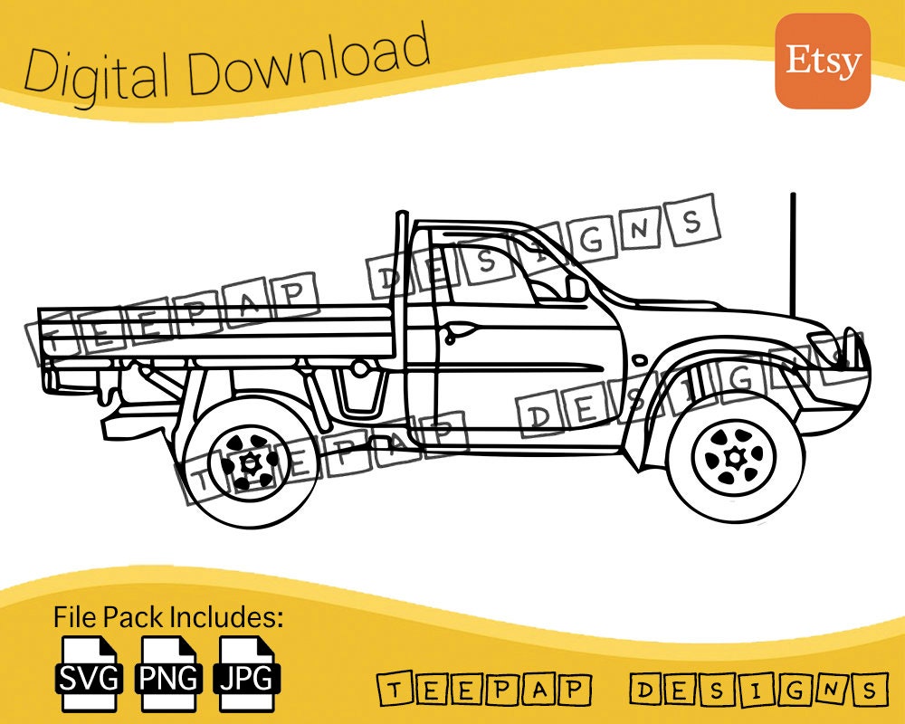 Nissan Patrol GU Ute Outline (side View) | Digital Cut File: SVG ...