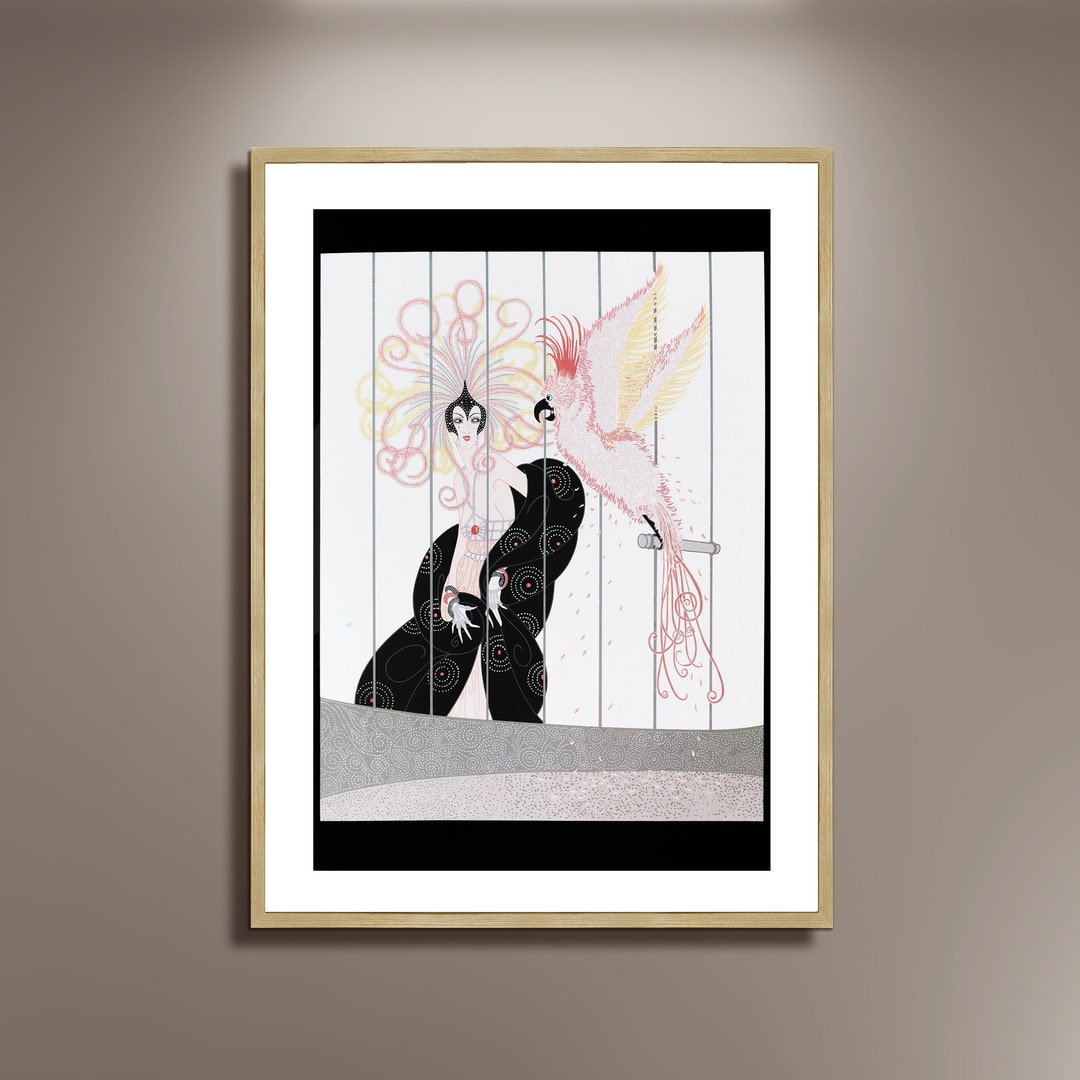 Erte: the Bird Cage - Art Deco Framed Canvas Print - Etsy