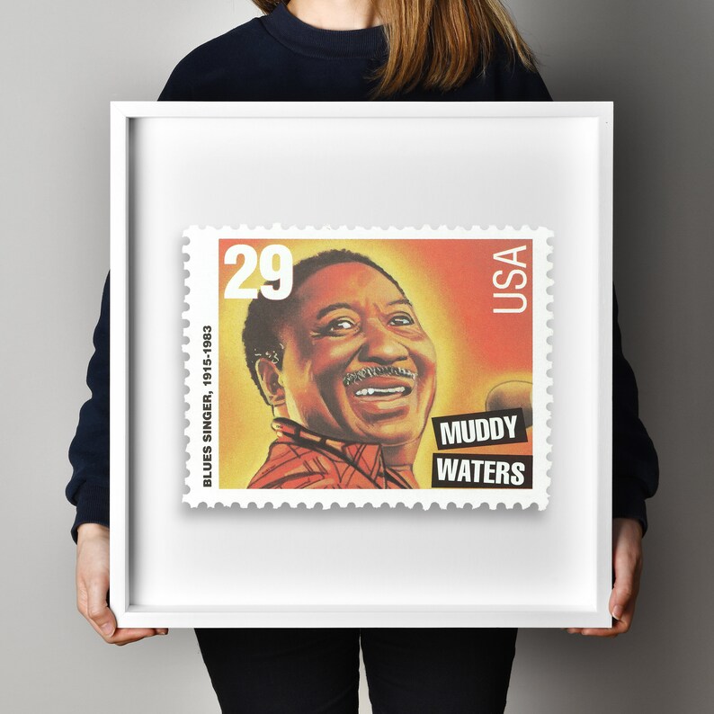 Muddy Waters, Blues Singer Jazz Stamp Postage Picture Framed Floating ...