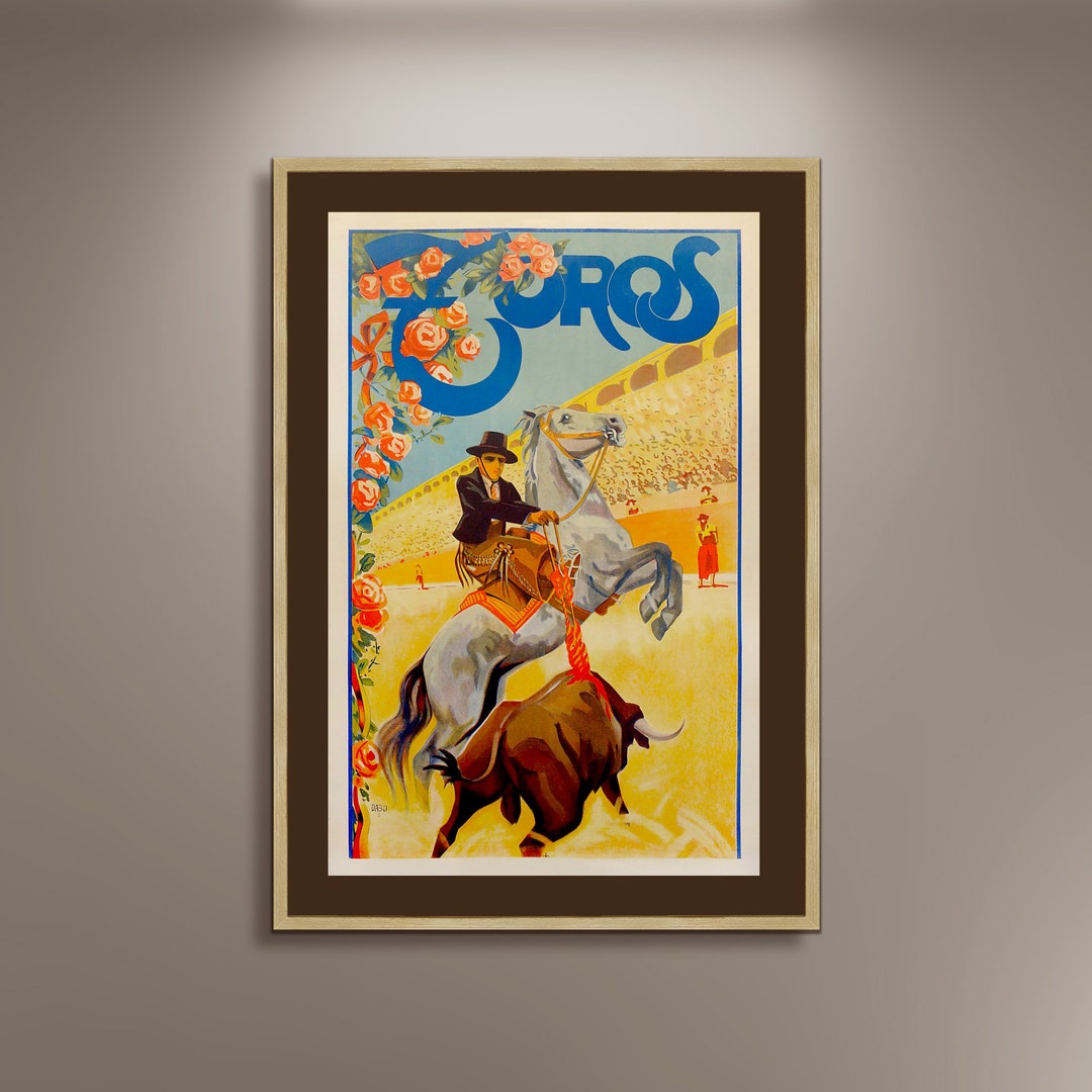 Vintage Bullfighting Poster: Spanish Torero on Grey Horse Fine Art ...