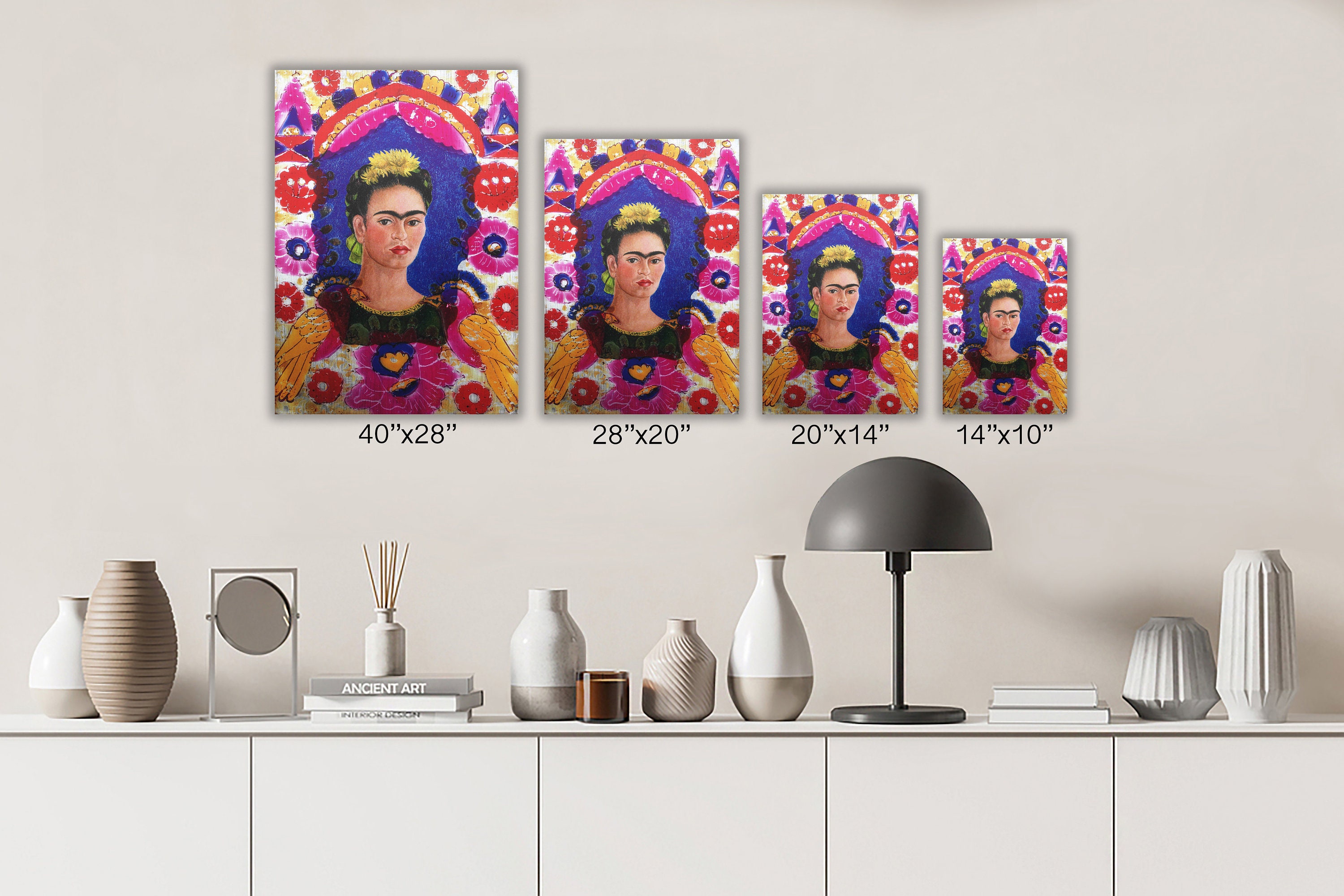 Frida Kahlo Self Portrait With Flowers Hanging Poster, Canvas Wall Art ...
