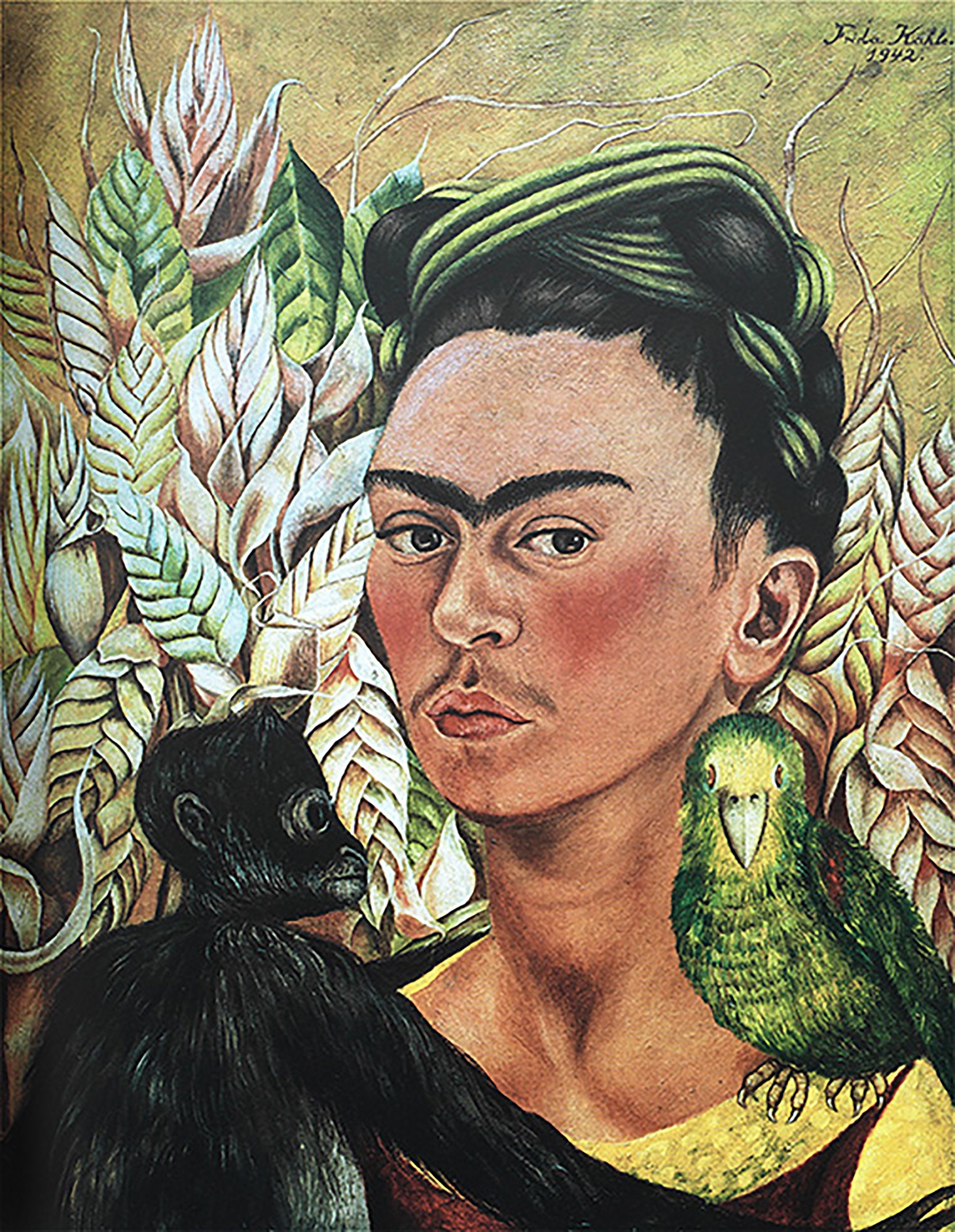 Frida Kahlo Self Portrait With Animals Canvas Print: Limited Edition ...