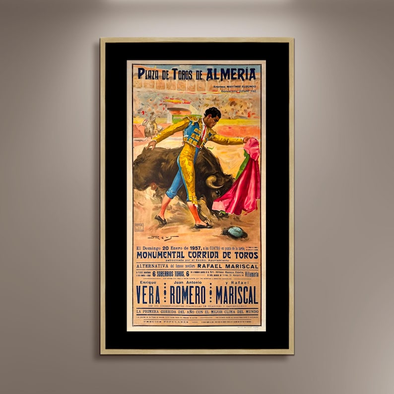 Vintage Bullfighting Poster: Plaza De Toros De Almeria Fine Art Print ...