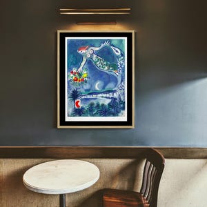 Marc Chagall, Mermaid and Fish Poster Print Framed Canvas, French ...