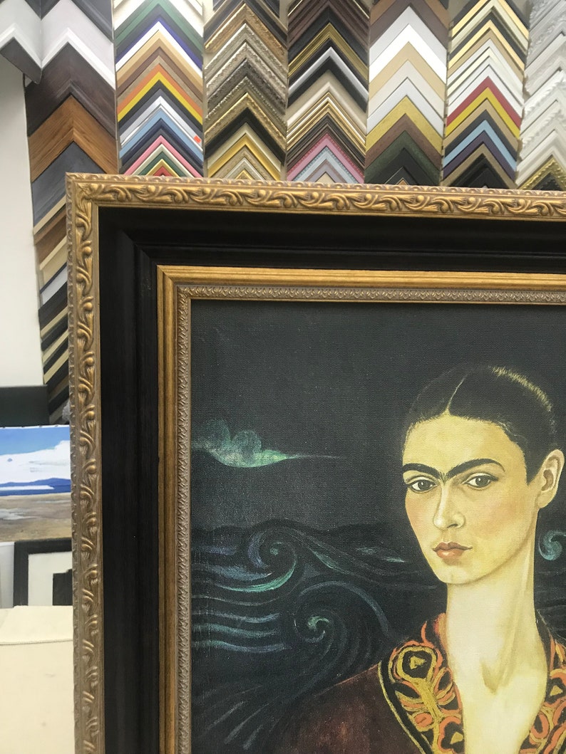 Exclusive Gold Leaf Frame Frida Kahlo Portrait, Canvas Printed Home ...