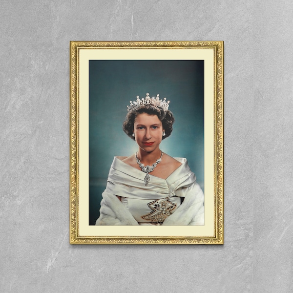 Framed Portrait Queen Elizabeth Ii - Etsy