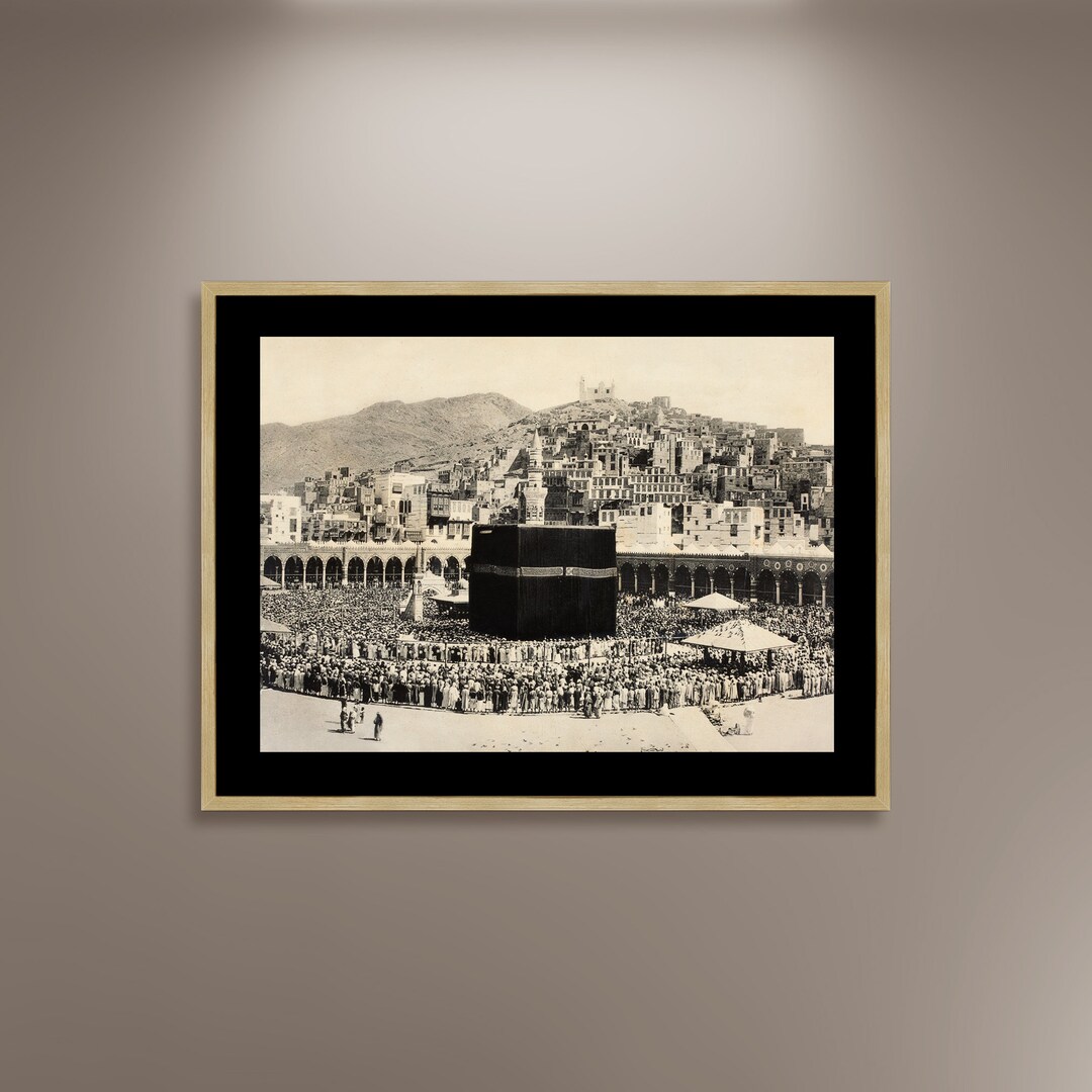Mekka und Medina Vintage Poster, Leinwanddruck, Al-Kabaa, Harem Sharif ...
