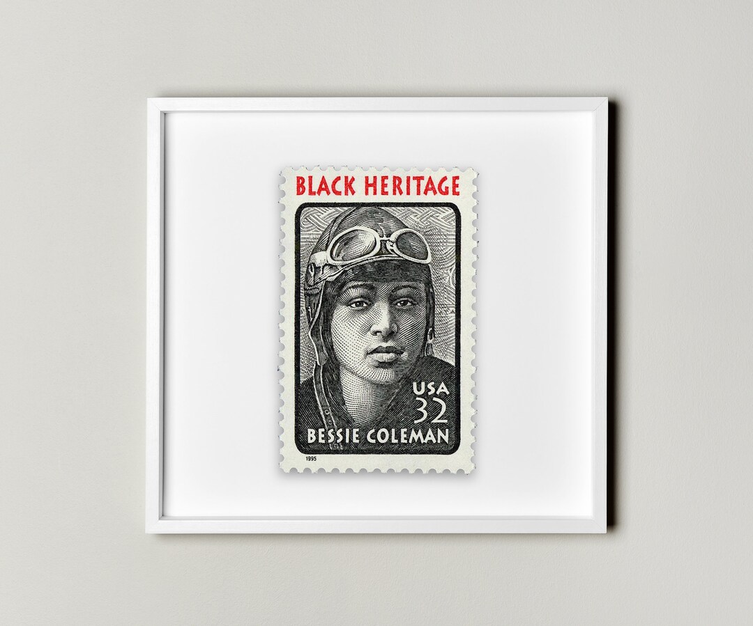Bessie Coleman Black Heritage Postage Stamp Poster Framed Floating ...
