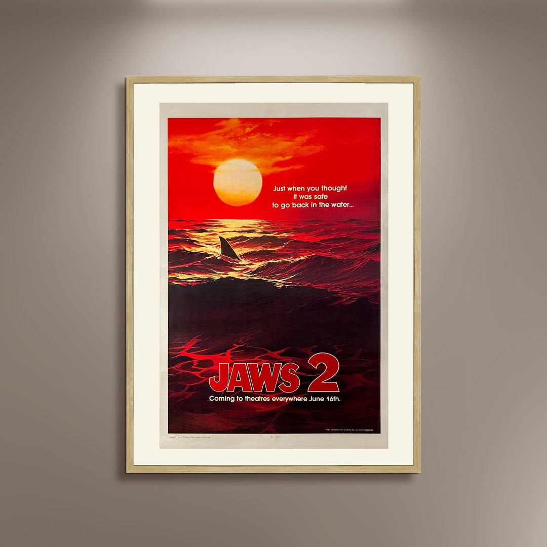 Jaws 2 Movie Poster 1978 Framed Canvas Print, Vintage Poster ...