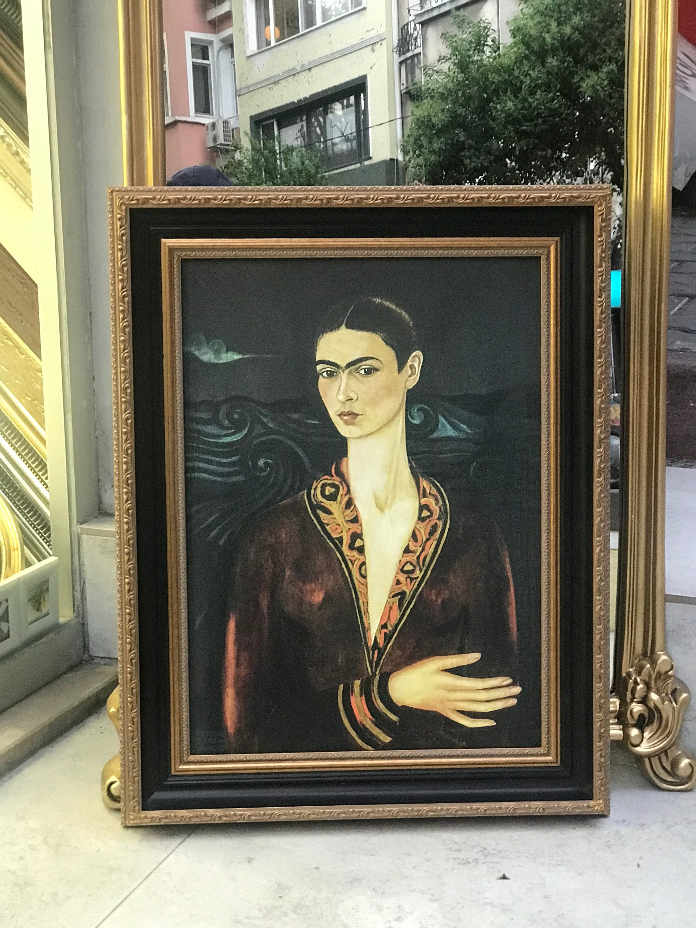 Exclusive Gold Leaf Frame Frida Kahlo Portrait, Canvas Printed Home ...