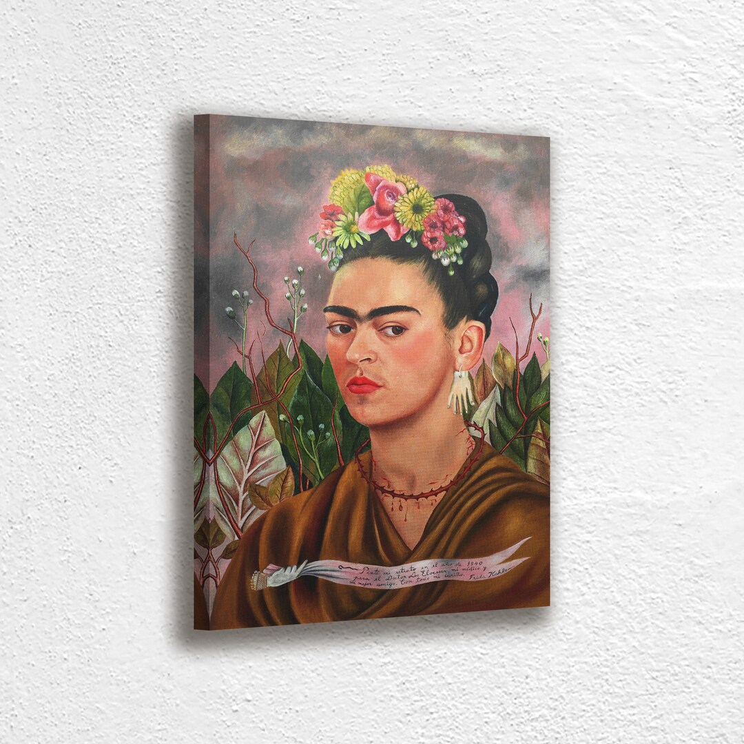 Frida Kahlo Self Portrait With Flowers: Giclée Canvas Art Print - Etsy