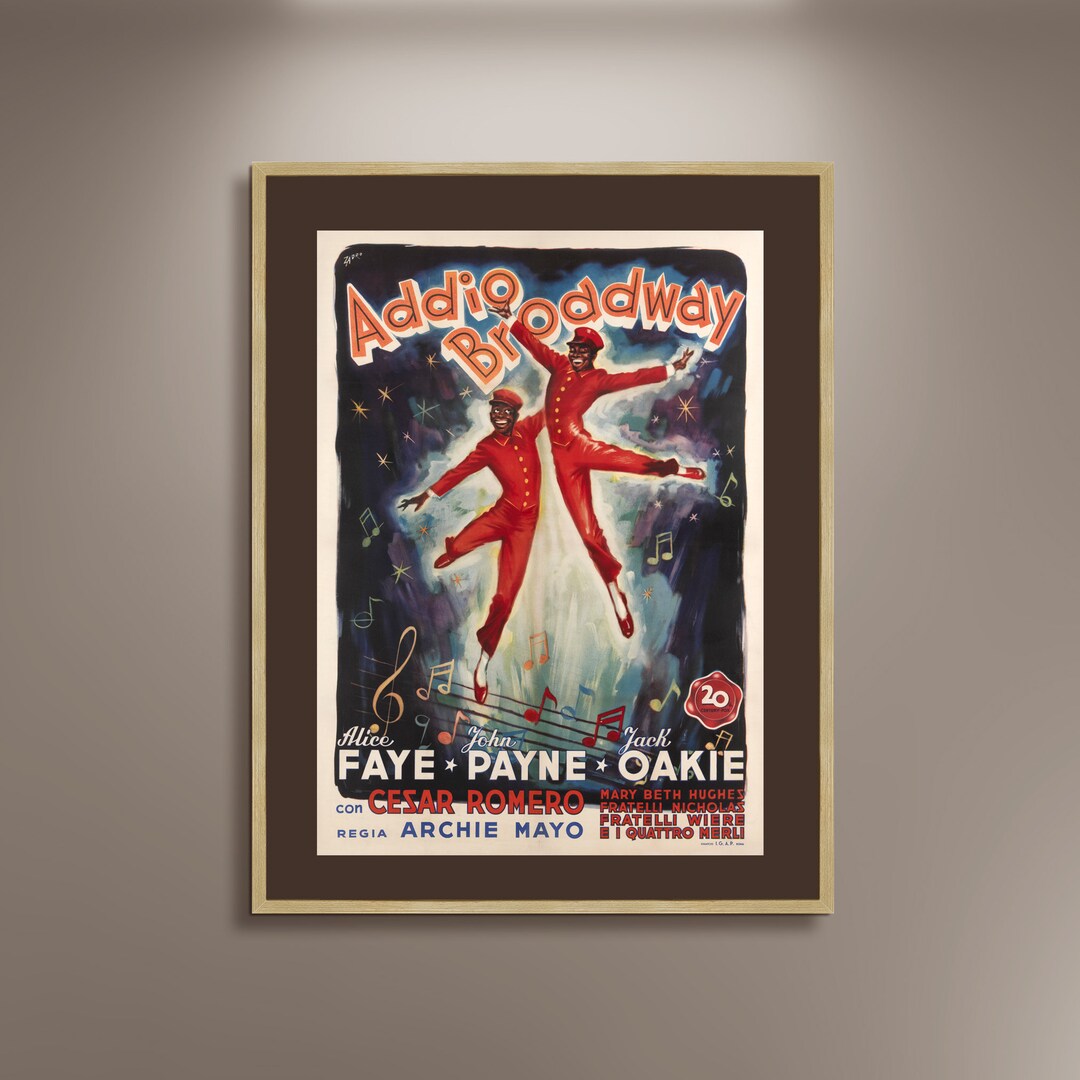 Addio Broadway Italian Poster Print: Framed Vintage Canvas Art - Etsy