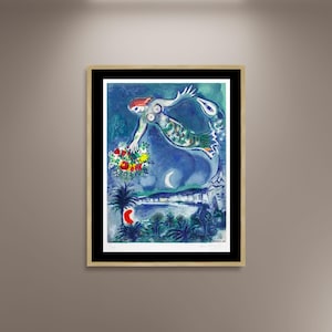 Marc Chagall, Mermaid and Fish Poster Print Framed Canvas, French ...