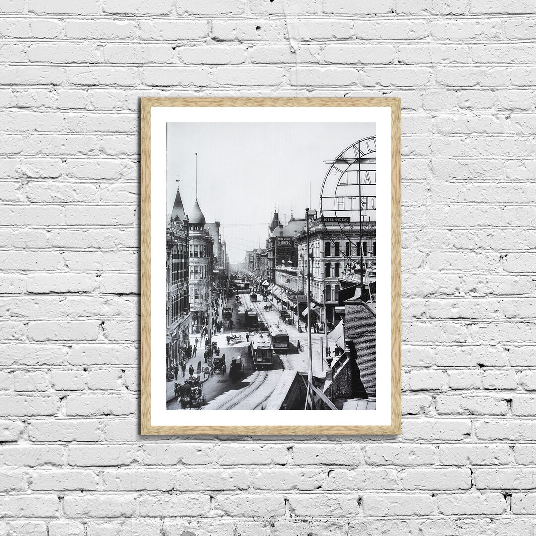 View From Spring Street Vintage Photo Poster Framed Canvas Print ...