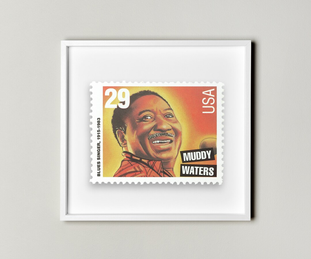 Muddy Waters, Blues Singer Jazz Stamp Postage Picture Framed Floating ...