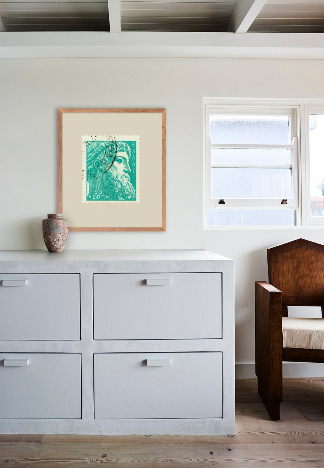 Green Zeus Stamp Fine Art Print Poster, Ancient Greek, Philately ...