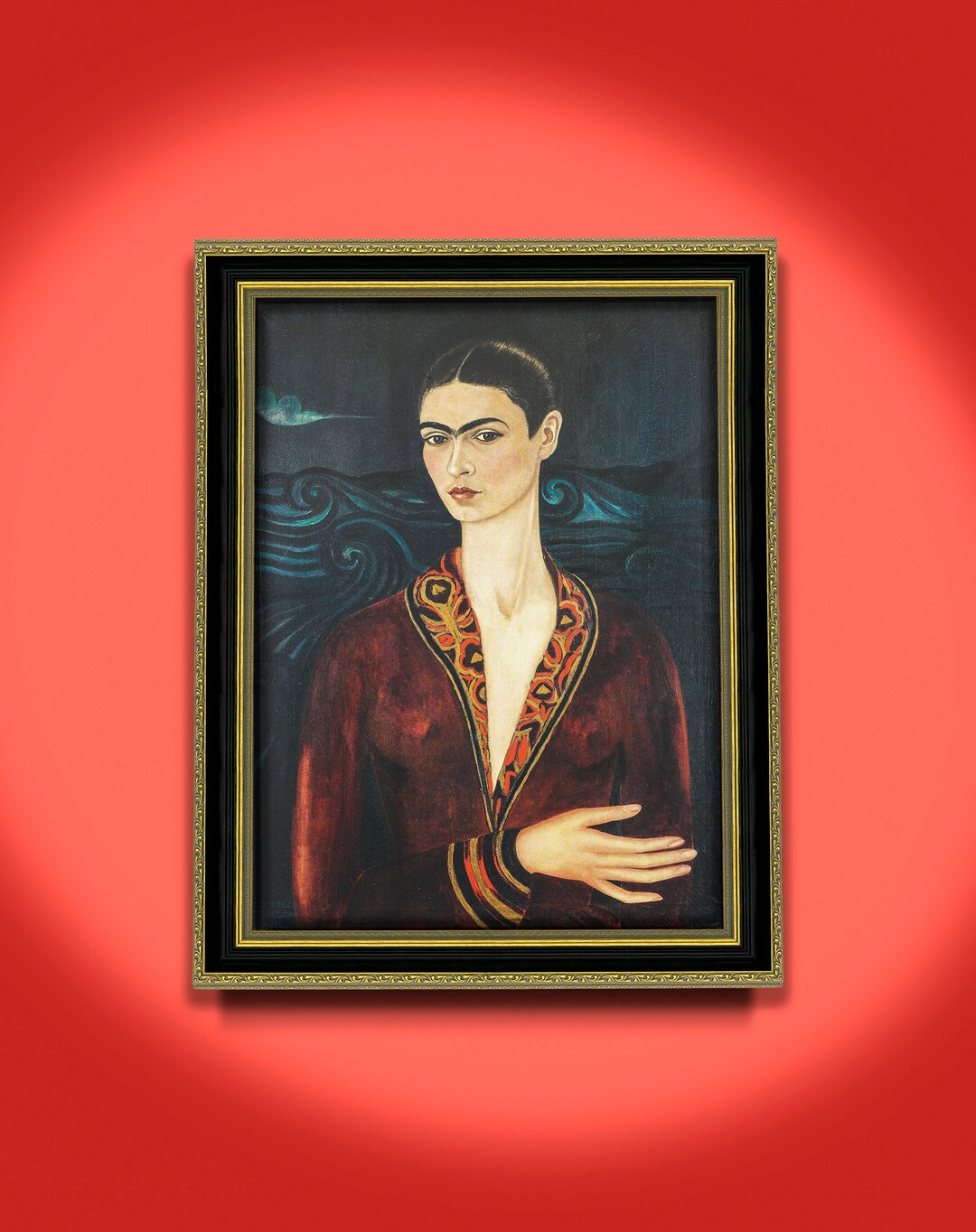 Exclusive Gold Leaf Frame Frida Kahlo Portrait, Canvas Printed Home ...